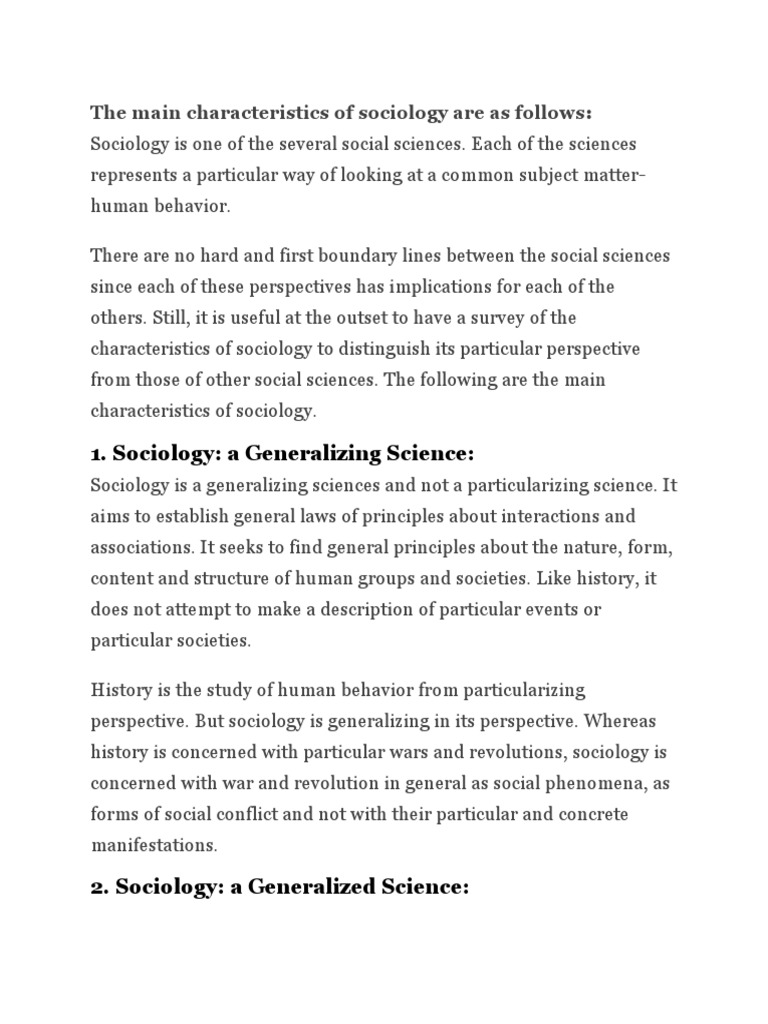 The Main Characteristics of Sociology: An In-Depth Look at What Defines ...