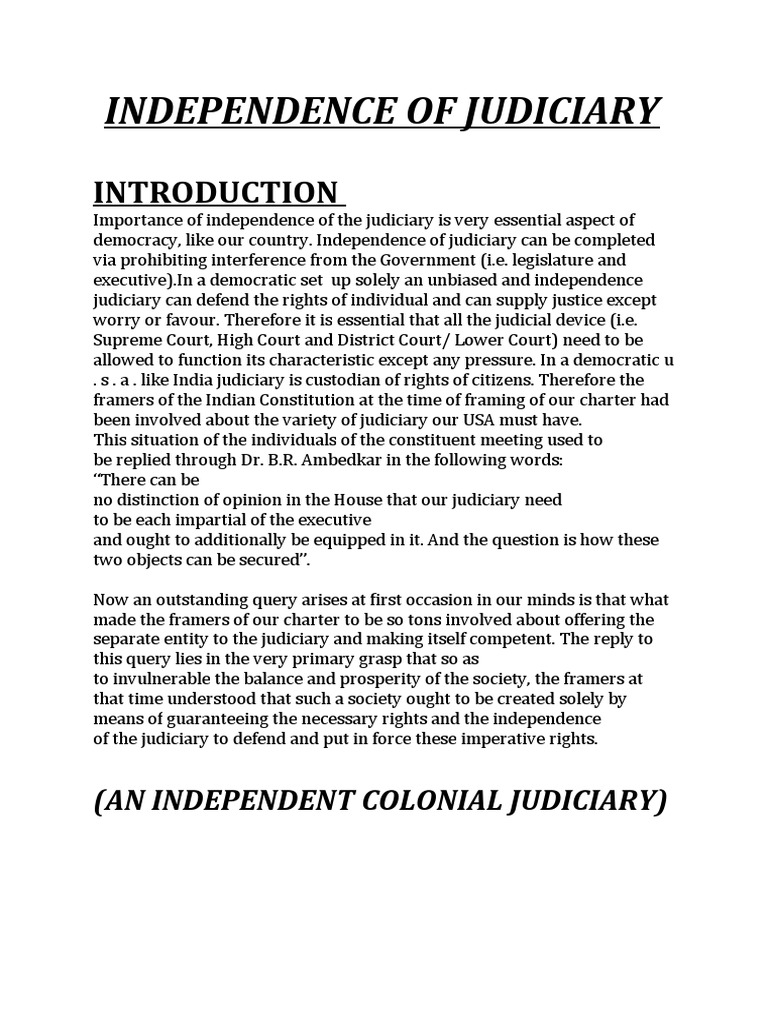 Independence of Judiciary Project | PDF | Supreme Courts | Judiciaries