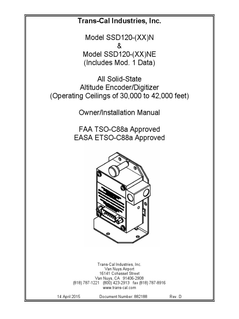 Trans-Cal Industries, Inc | PDF | Transponder (Aeronautics) | Altimeter