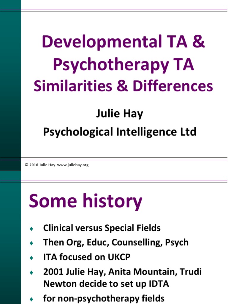 Developmental TA & Psychotherapy TA: Similarities & Differences | PDF ...