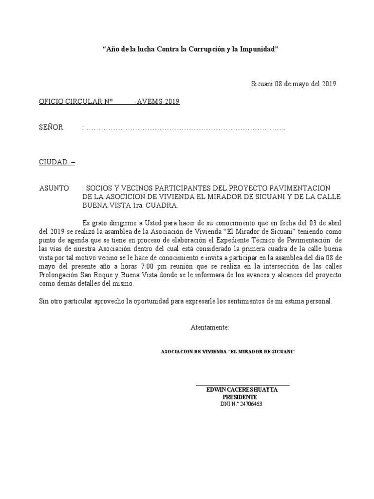 Oficio Multiple para Vecinos | PDF