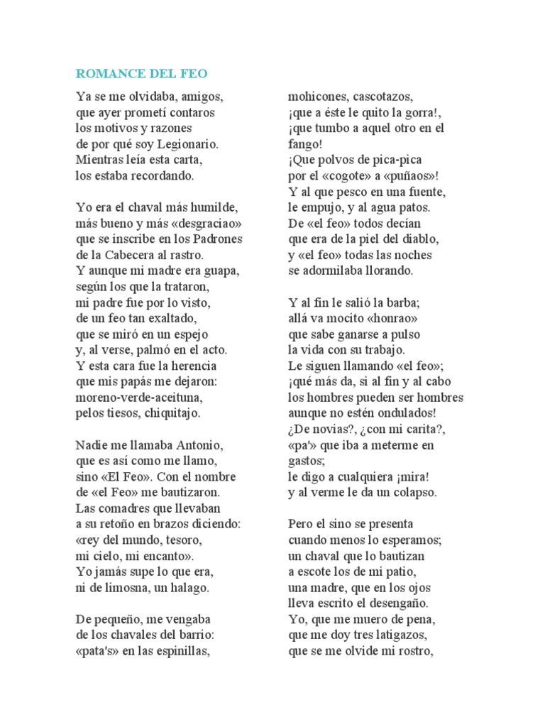 Romance Del Feo | PDF | Poesía
