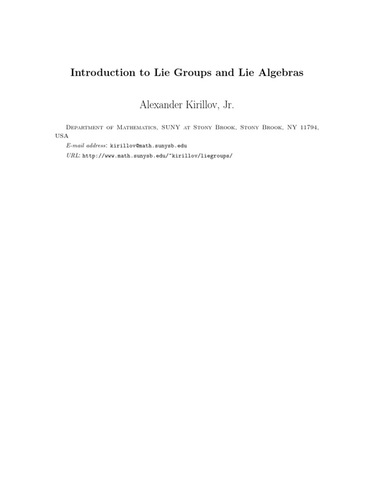 Kirillov New PDF | PDF | Lie Groups | Lie Algebra