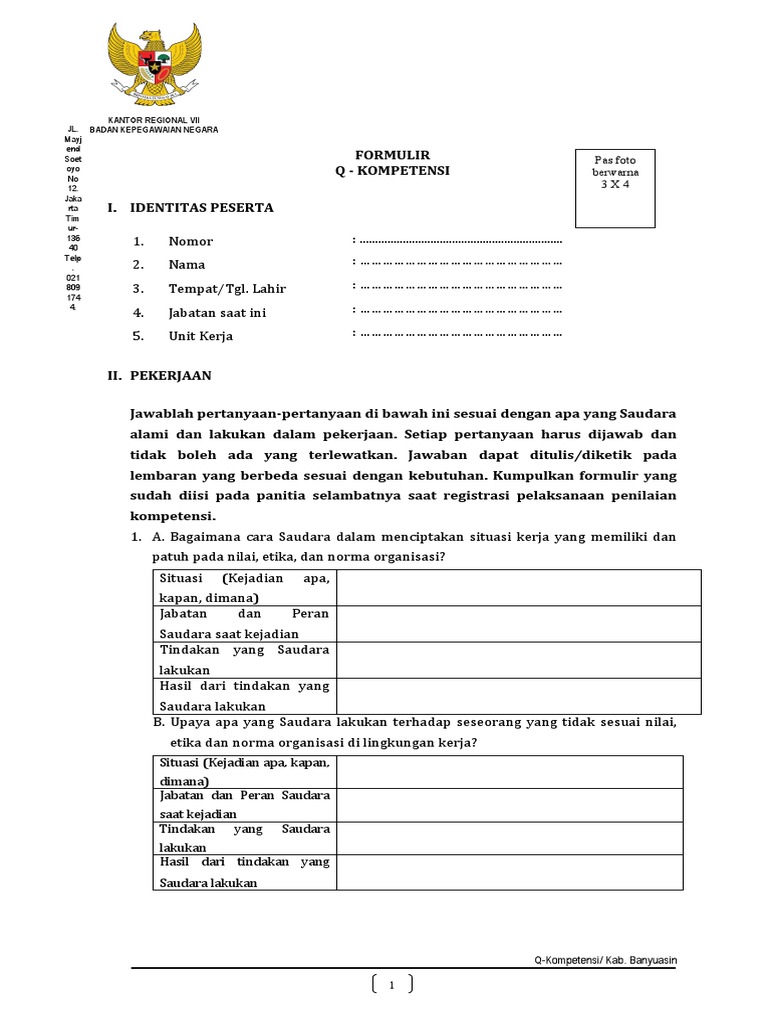 Form Q-Kompetensi | PDF