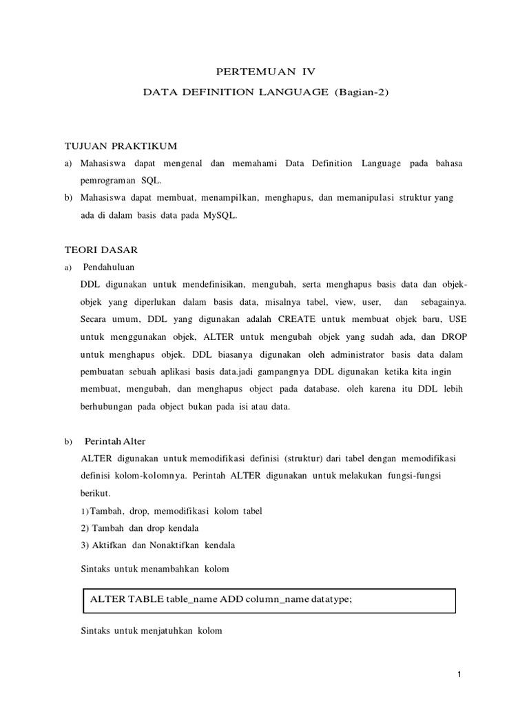 DATA DEFINITION LANGUAGE (Bagian-2) PDF | PDF