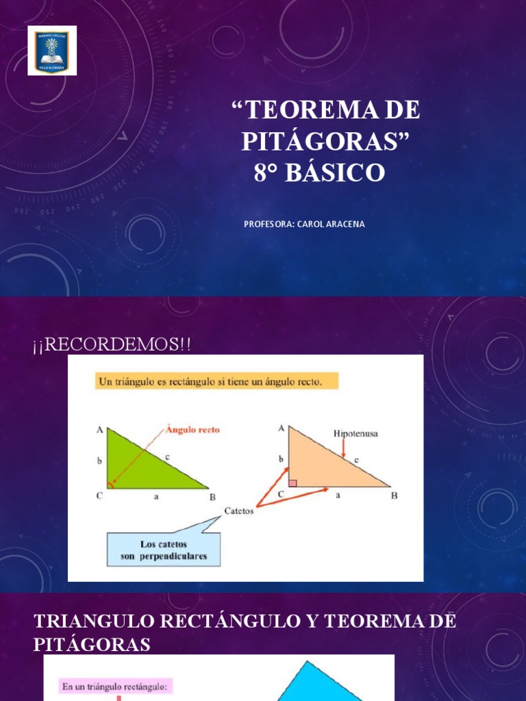 Teorema de Pitágoras para 8° Básico | PDF