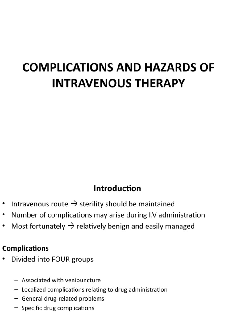 Complications and Hazards of Intravenous Therapy | Download Free PDF ...