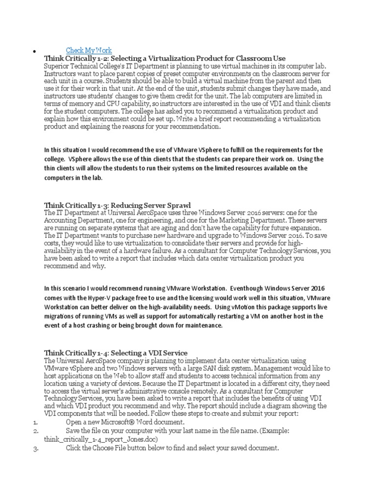 Think Critcally Quiz | PDF | Desktop Virtualization | Virtualization