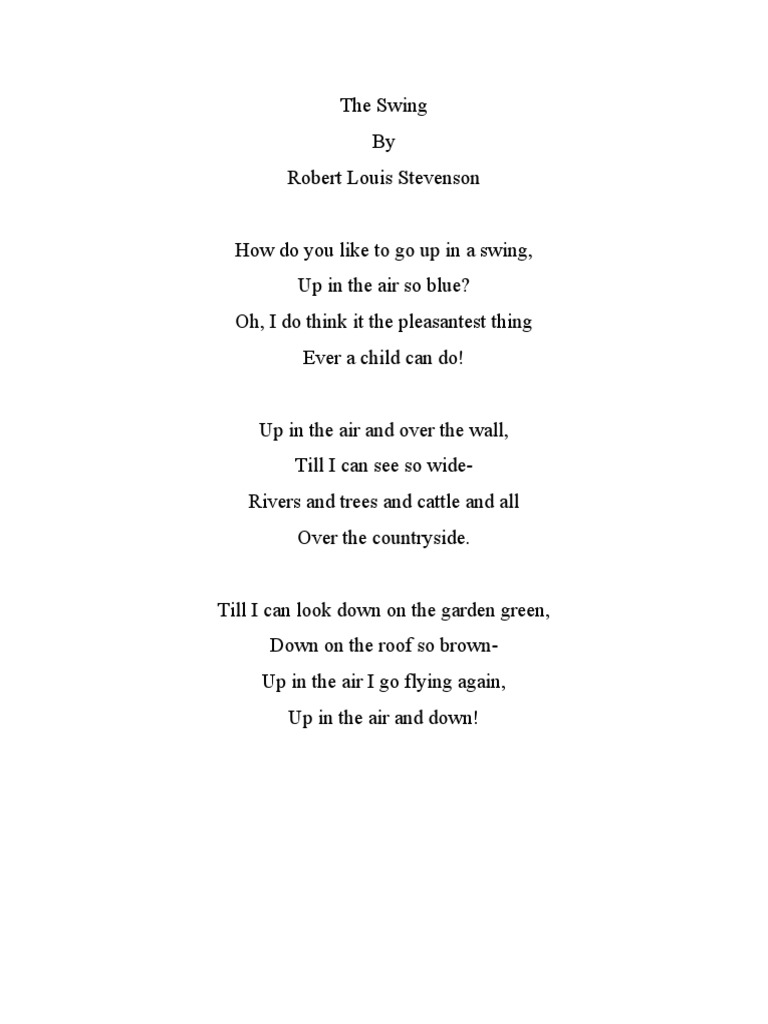 The Swing by Robert Louis Stevenson | PDF