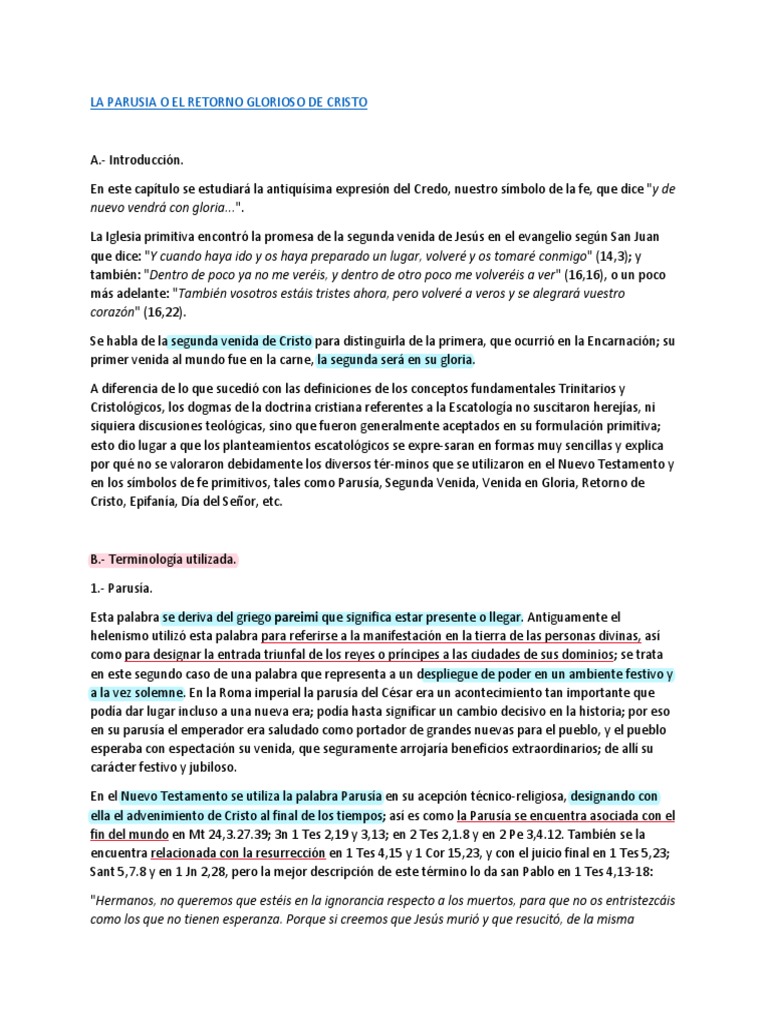 La Parusía: Segunda Venida de Cristo | PDF | La resurrección de Jesús ...