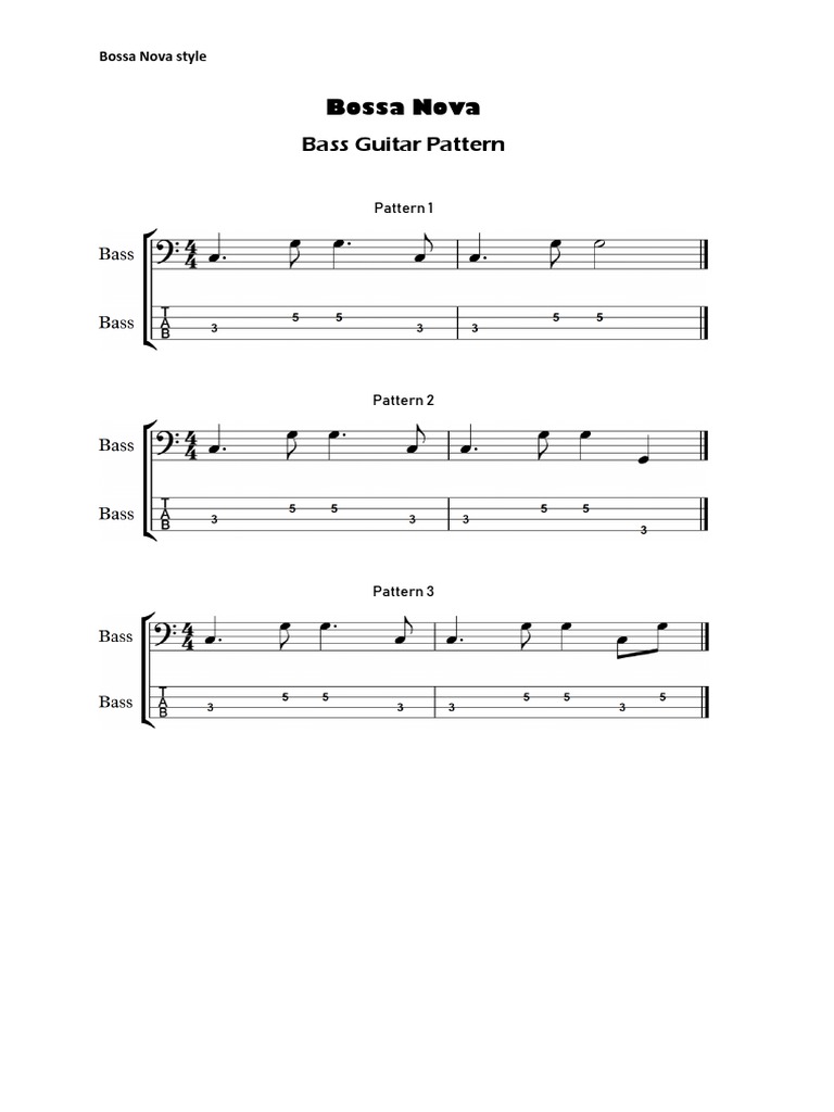 Bass Guitar Pattern: Bossa Nova | PDF