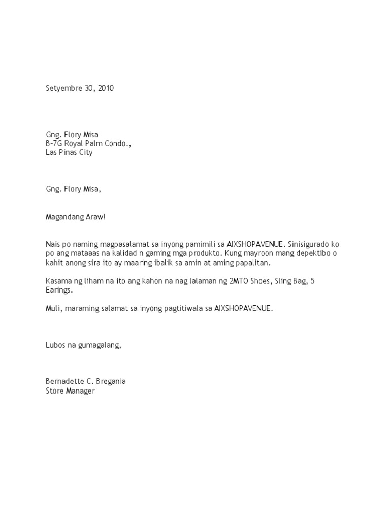 Liham Pasasalamat Pdf