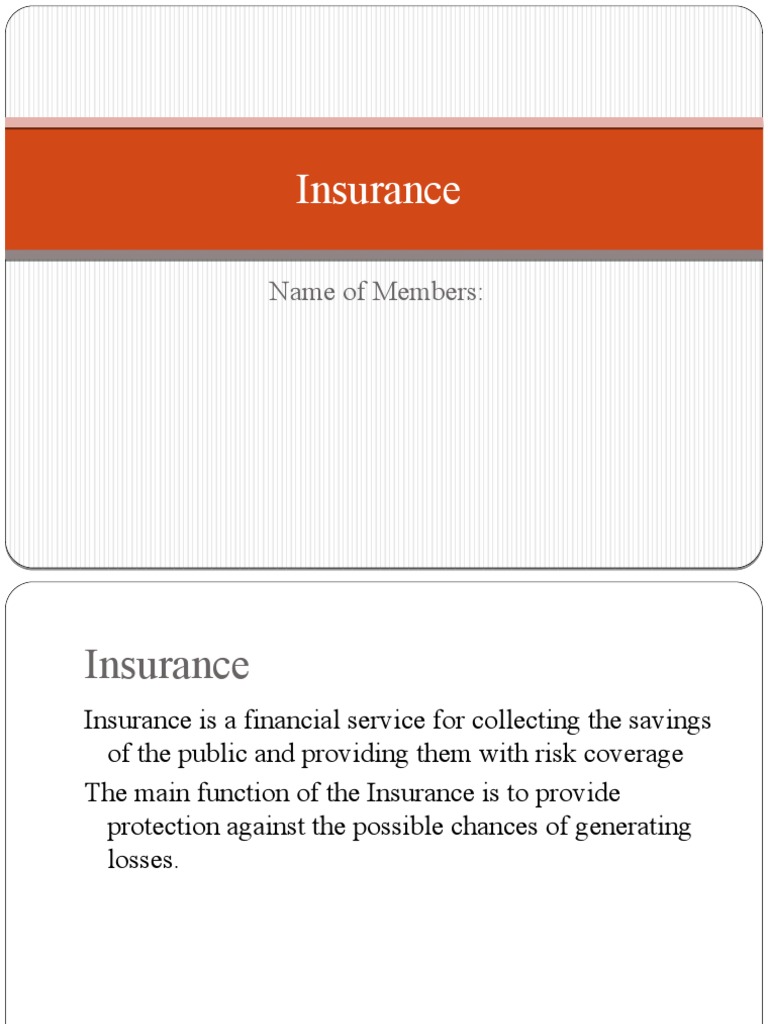 Insurance: Name of Members | PDF | Insurance | Financial Risk