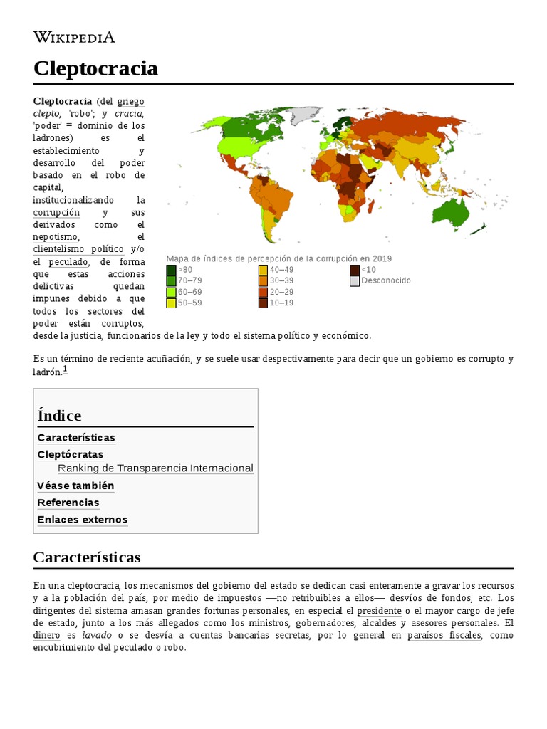 Cleptocracia: Definición y Ejemplos | PDF | Política | Corrupción