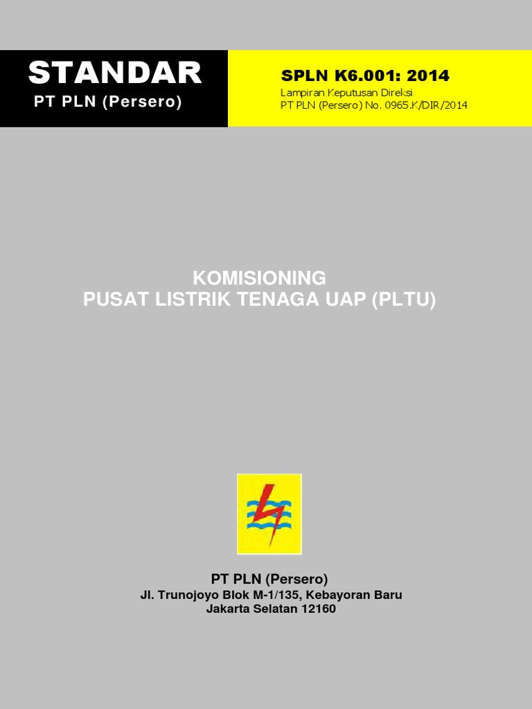 SPLN K6.001 2014 Komisioning PLTU PDF | PDF