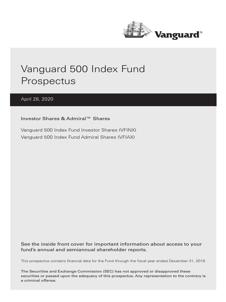 Vanguard 500 Index Fund Prospectus: April 28, 2020 | PDF | Investment ...