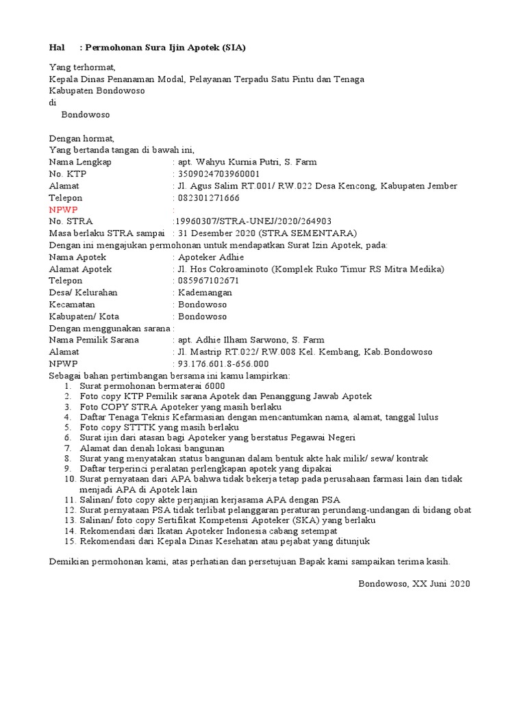 Formulir 1 SIA | PDF