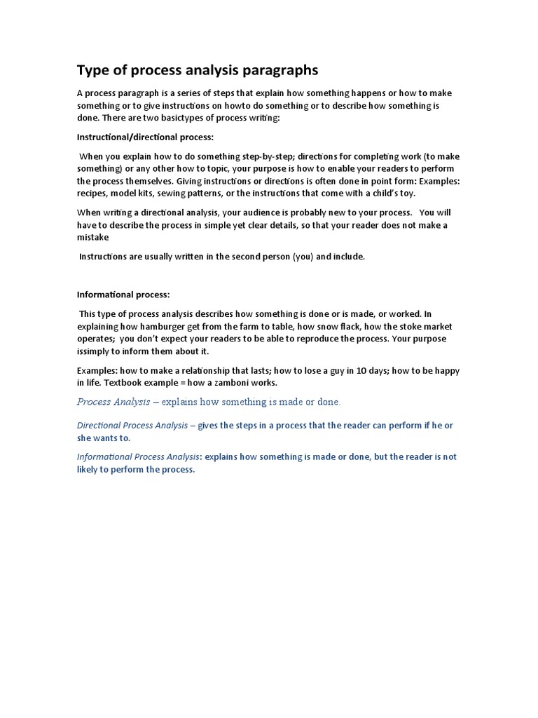 Type of Process Analysis Paragraphs | PDF
