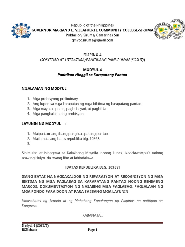 Modyul 4 SOSLIT | PDF