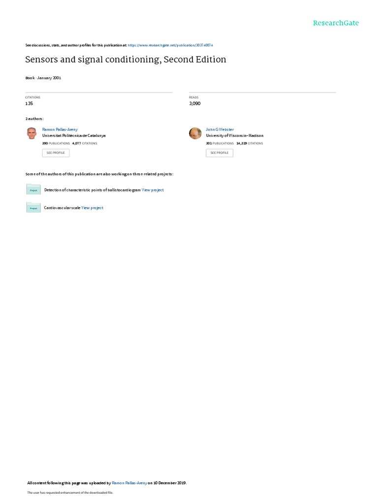 Sensors and Signal Conditioning, Second Edition: January 2001 | PDF ...
