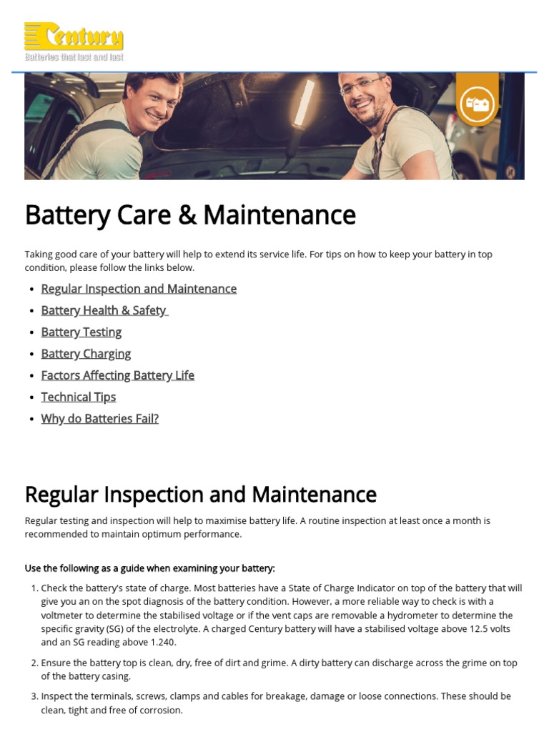 Battery Care & Maintenance Guide | PDF | Battery Charger | Rechargeable ...