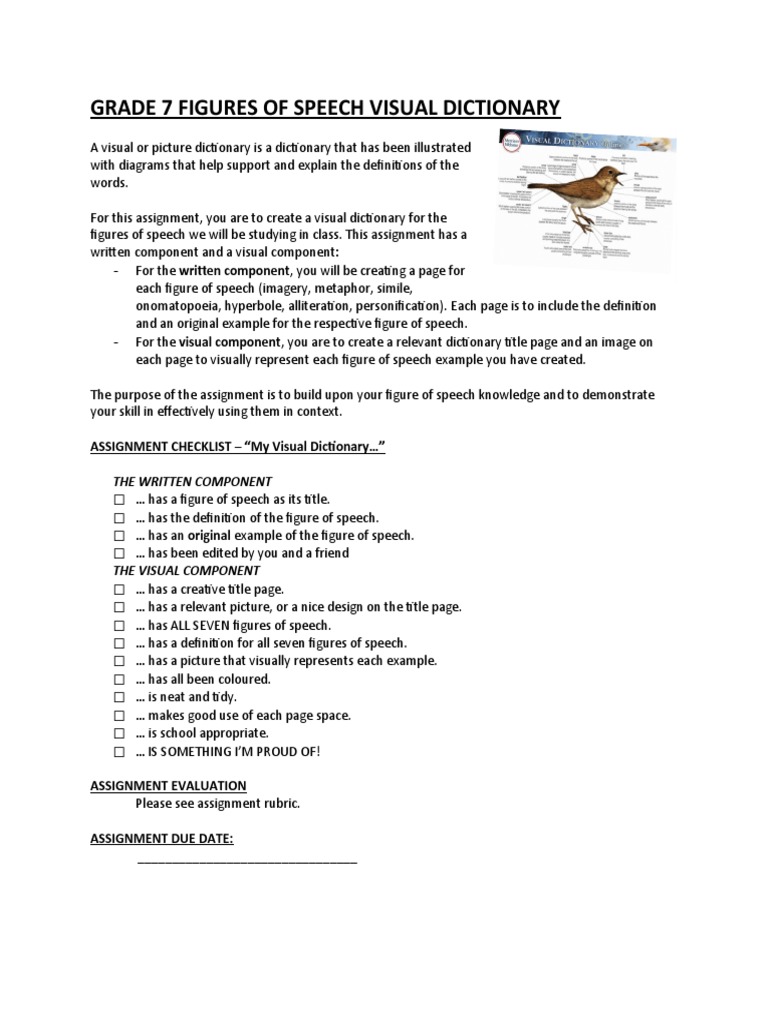Grade 7 Figures of Speech Visual Dictionary | PDF