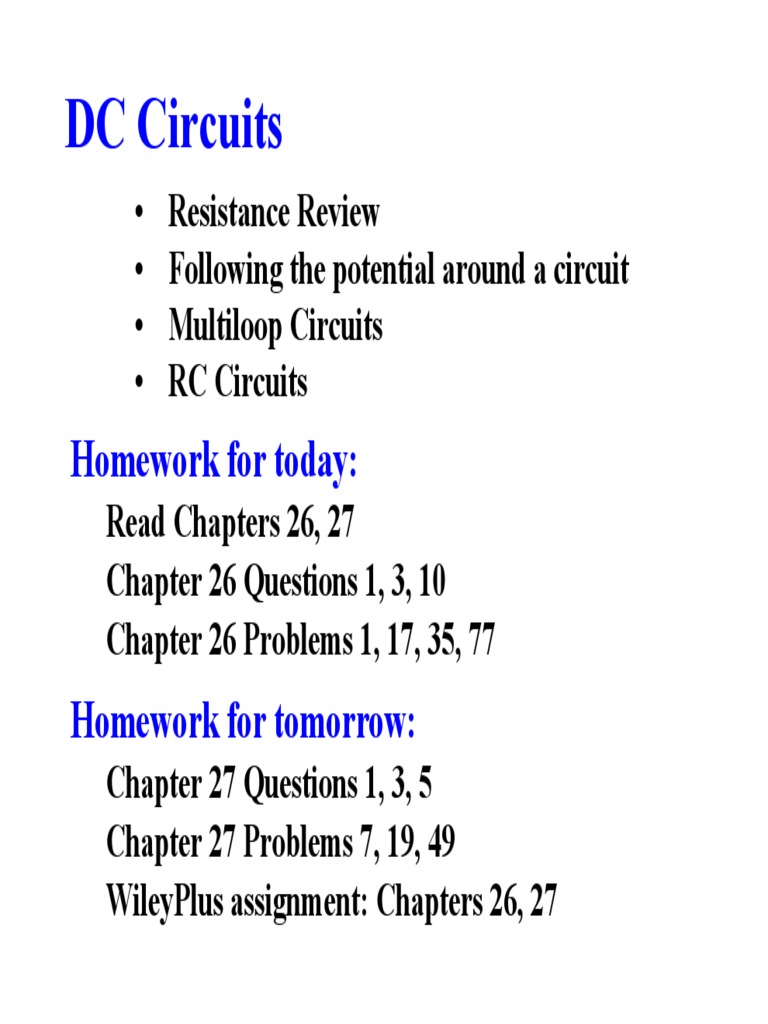 DC Circuits: Homework For Today | Download Free PDF | Electrical Network | Electrical Resistance ...