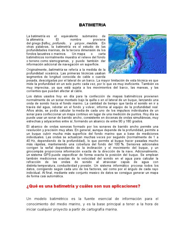 BATIMETRIA | PDF | Física Aplicada e Interdisciplinaria | Ciencias de la Tierra