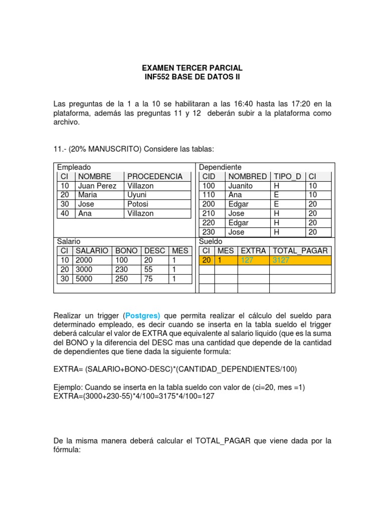 Examen Tercer Parcial 2 Parte | PDF