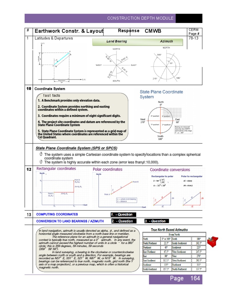 Construction Formula Sheet For PE Exam | PDF | Azimuth | Cartesian ...