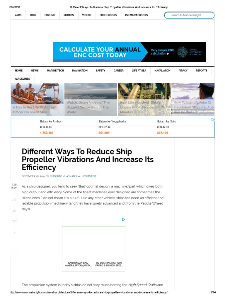 Different Ways To Reduce Ship Propeller Vibrations and Increase Its ...