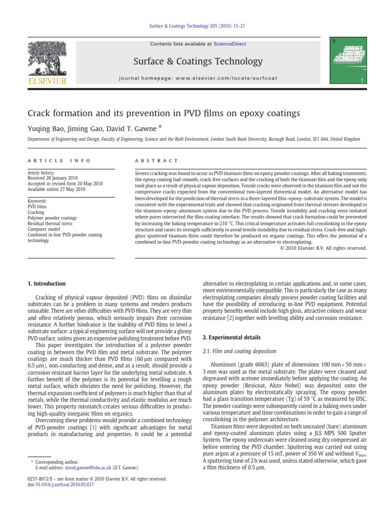 Crack Formation and Its Prevention in PVD Films On Epoxy Coatings | PDF ...