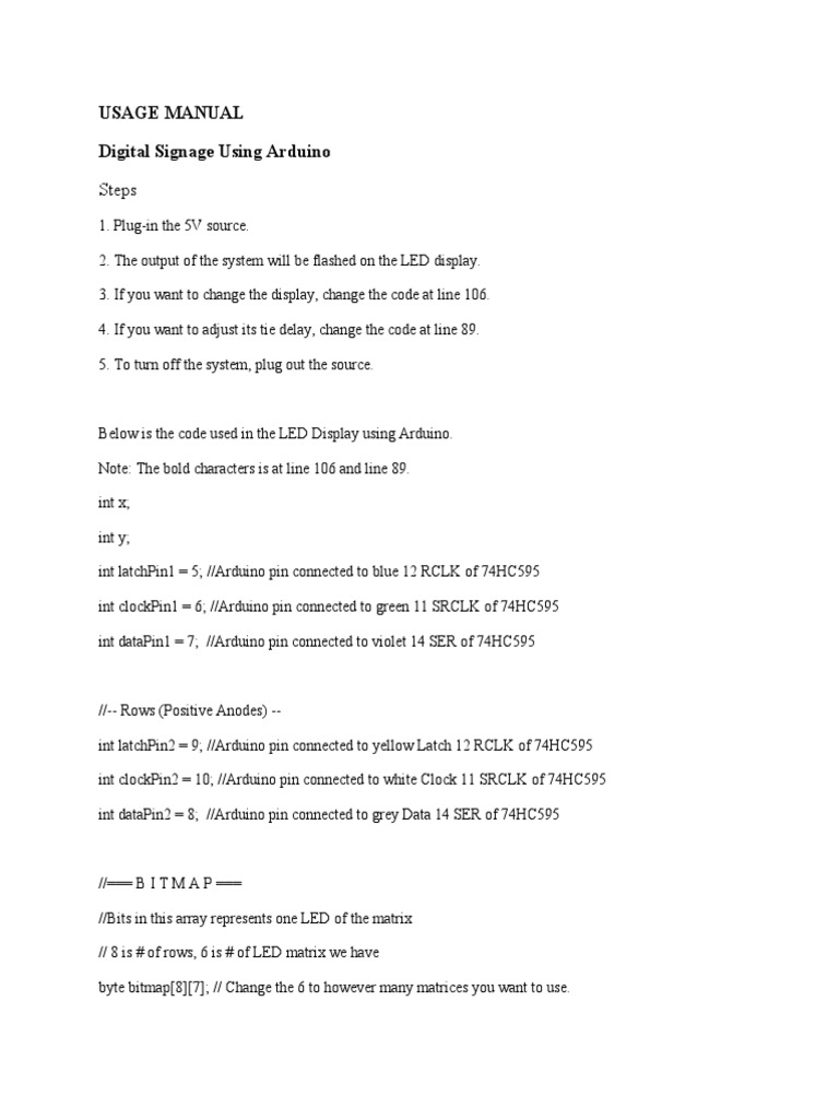 Steps: Usage Manual Digital Signage Using Arduino | PDF | Integer ...