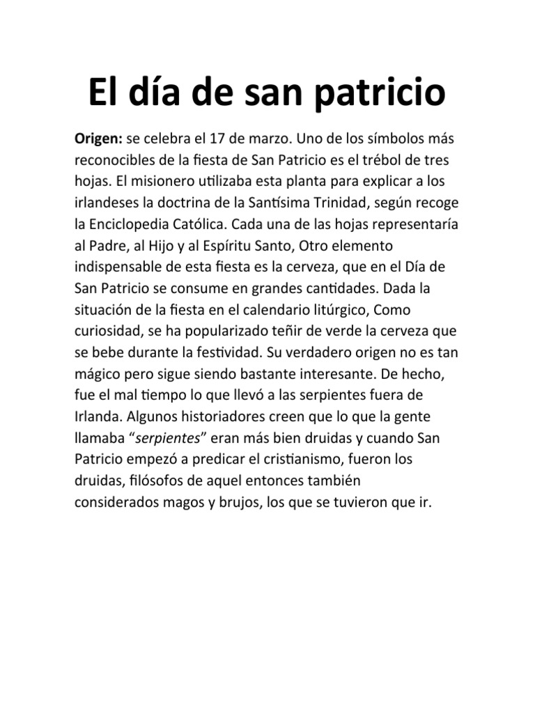 El Día de San Patricio - Ingles | PDF