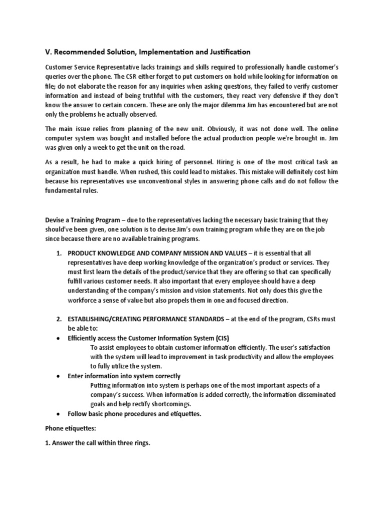 V. Recommended Solution, Implementation and Justification | PDF ...