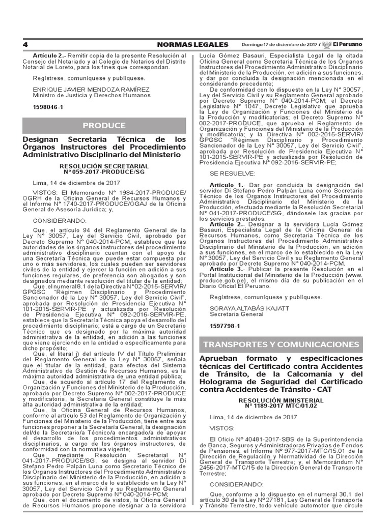 Norma El Peruano Cats | PDF | Regulación | Perú
