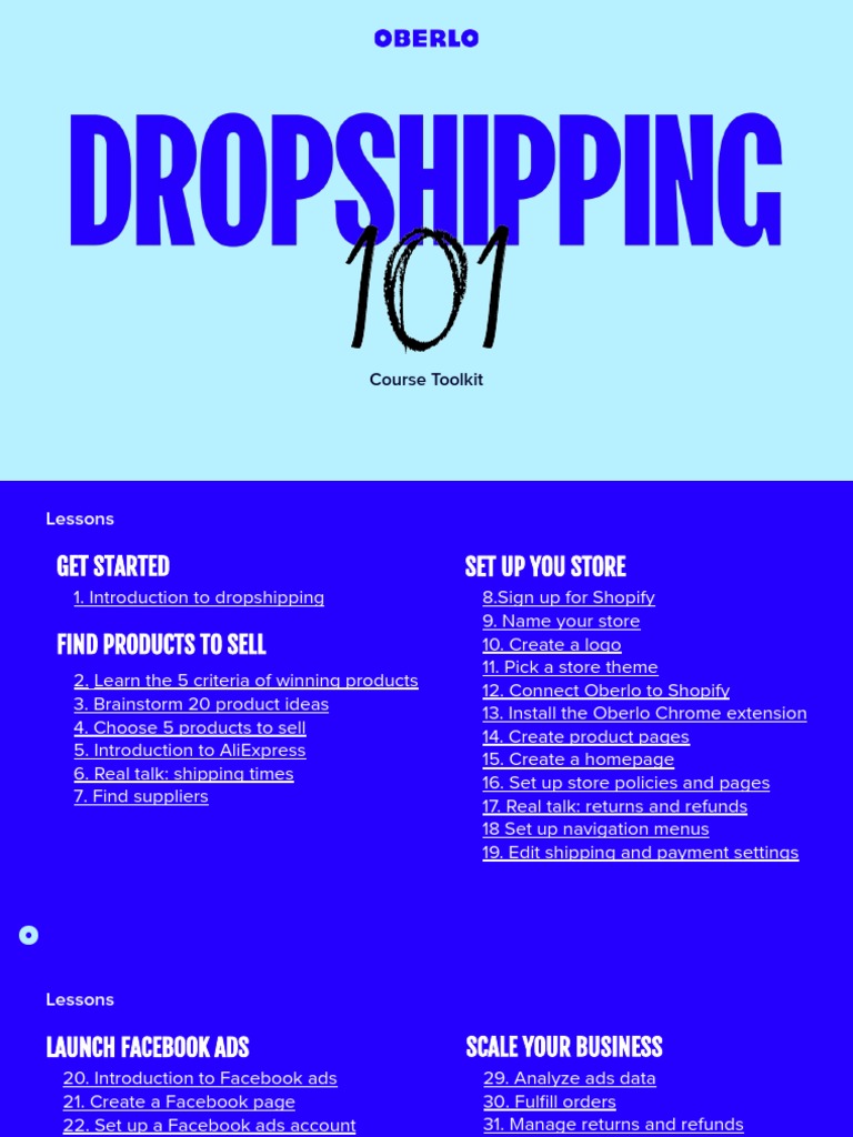 Dropshipping 101 Course Toolkit | PDF | Facebook | Menu (Computing)