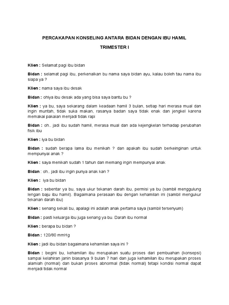 Percakapan Konseling Antara Bidan Dengan Ibu Hamil | PDF