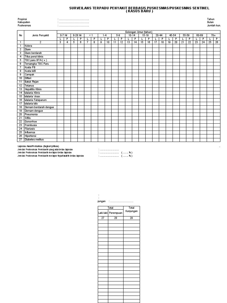 Format Laporan Rutin Surveilans 2019 | PDF