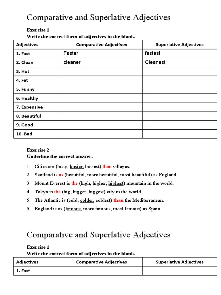 Comparative and Superlative Adjectives | PDF