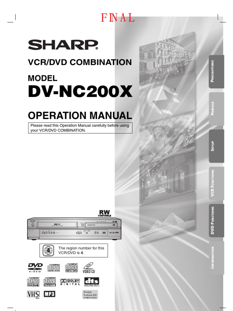 DVD VHS Sharp Manual | PDF | Videocassette Recorder | Compact Disc
