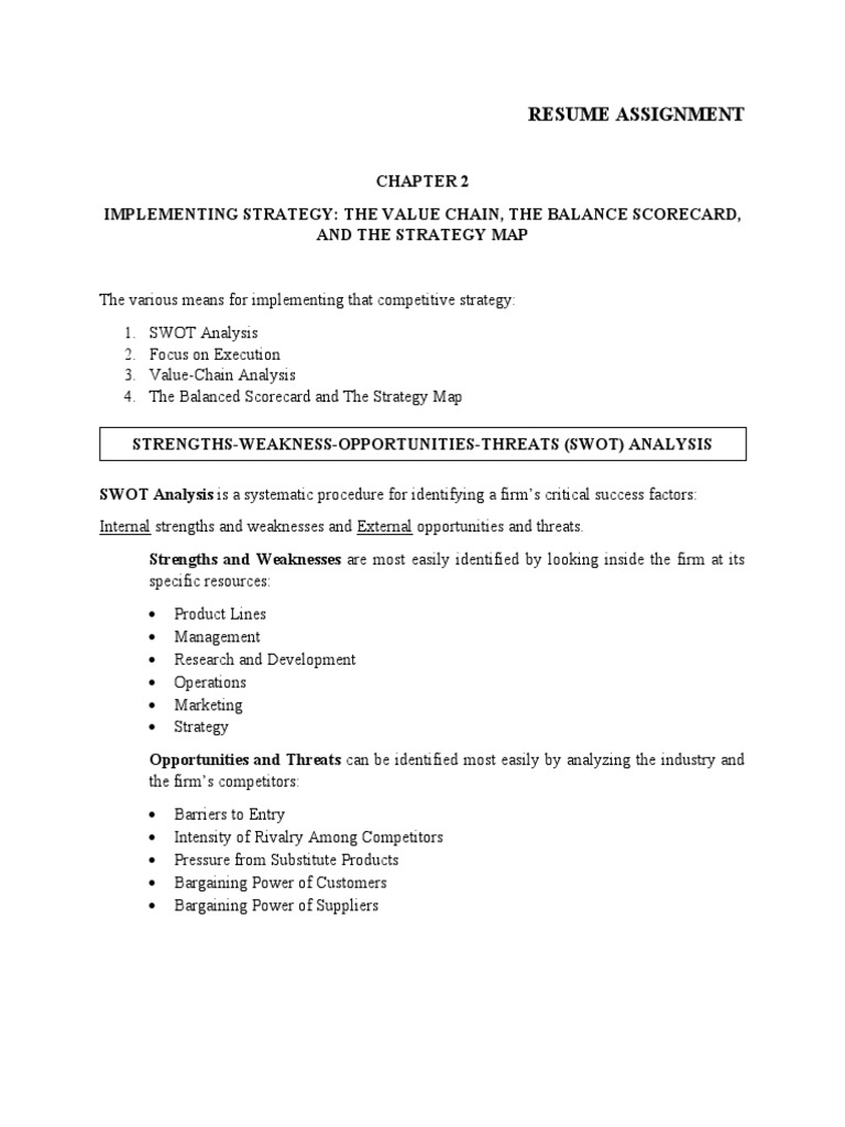 Assignment Chapter 2 | PDF | Strategic Management | Swot Analysis
