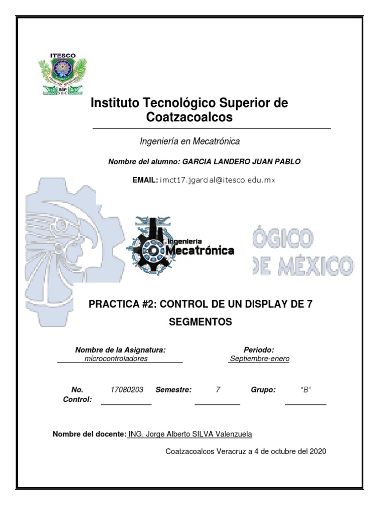 Practica #2 Control de Un Display de 7 Segmentos | PDF | Diodo emisor de luz | Microcontrolador