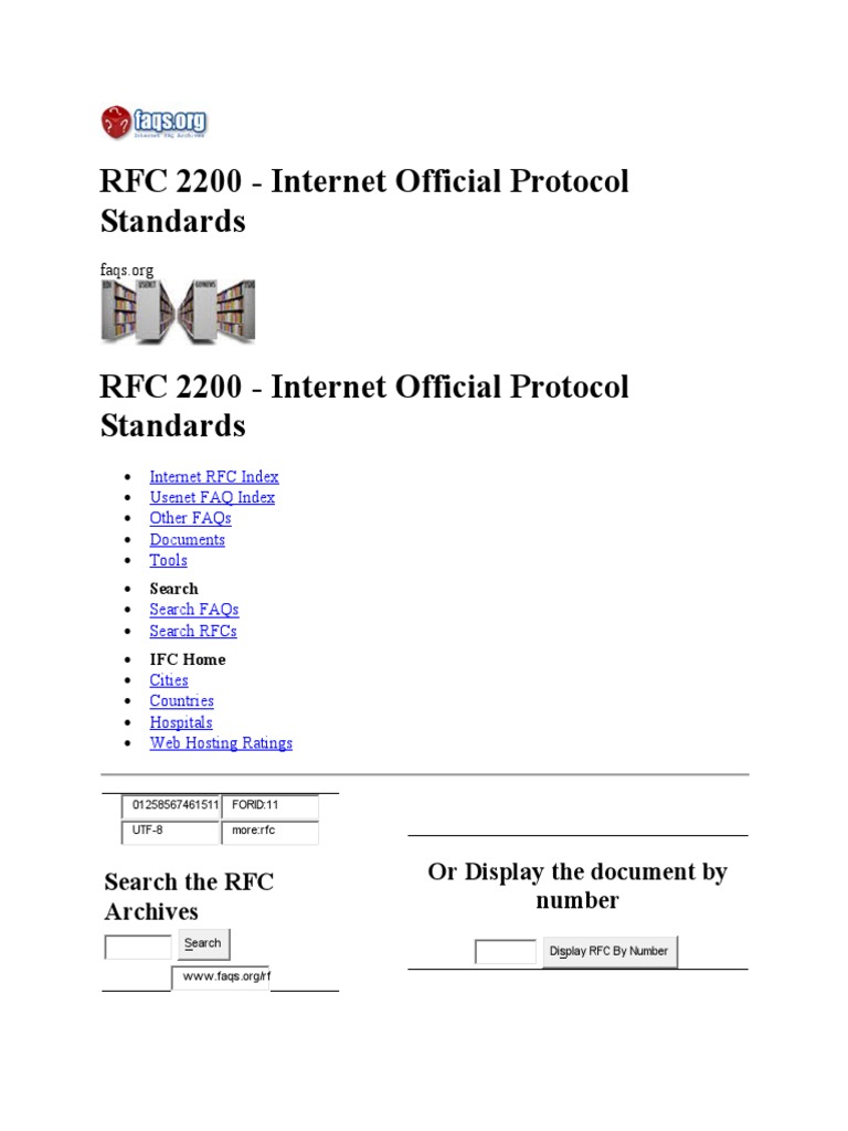 RFC 2200 - Internet Official Protocol Standards: Search The RFC ...