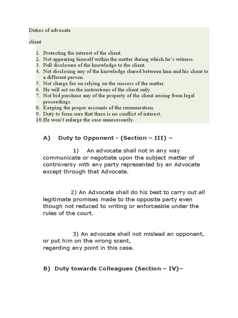 Advocate's Duties to Client, Court, and Opponent | PDF