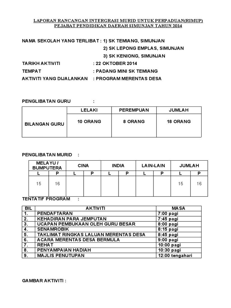 Laporan Aktiviti Rimup 2013 | PDF