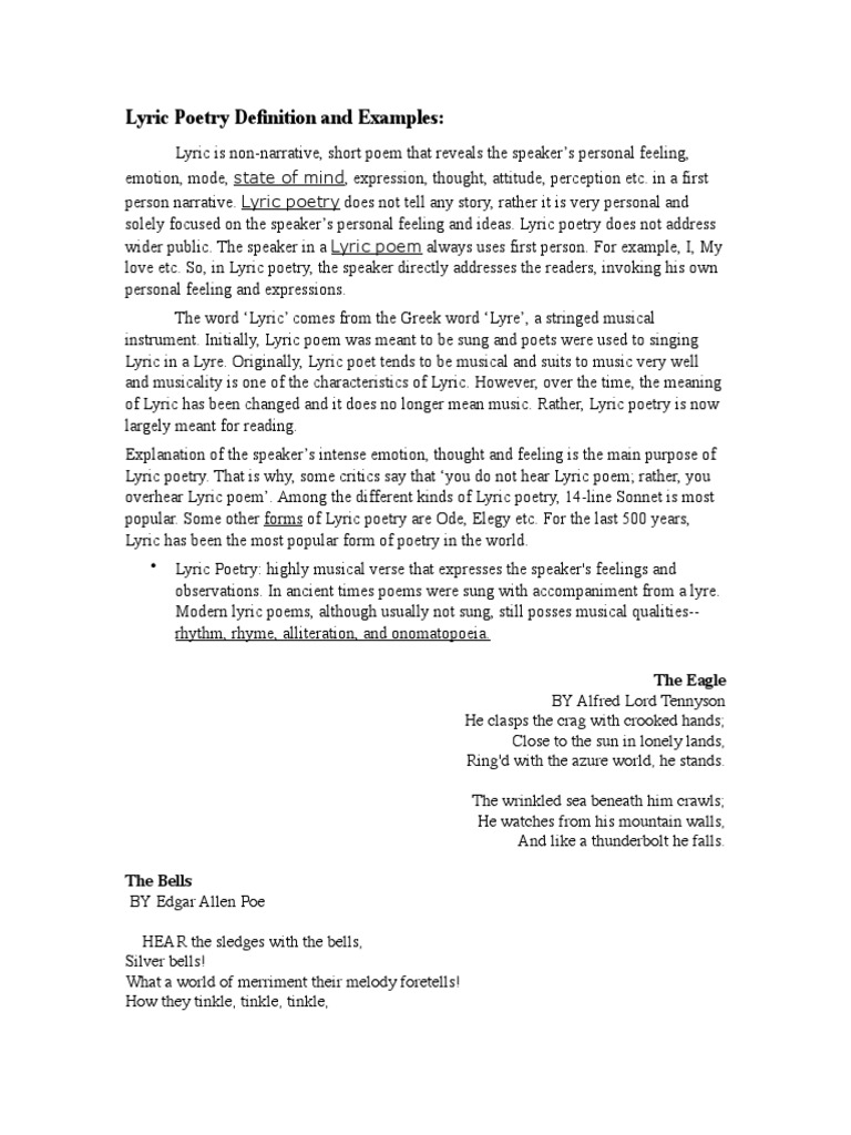 Lyric Poetry Definition and Examples | PDF | Lyric Poetry | Poetry