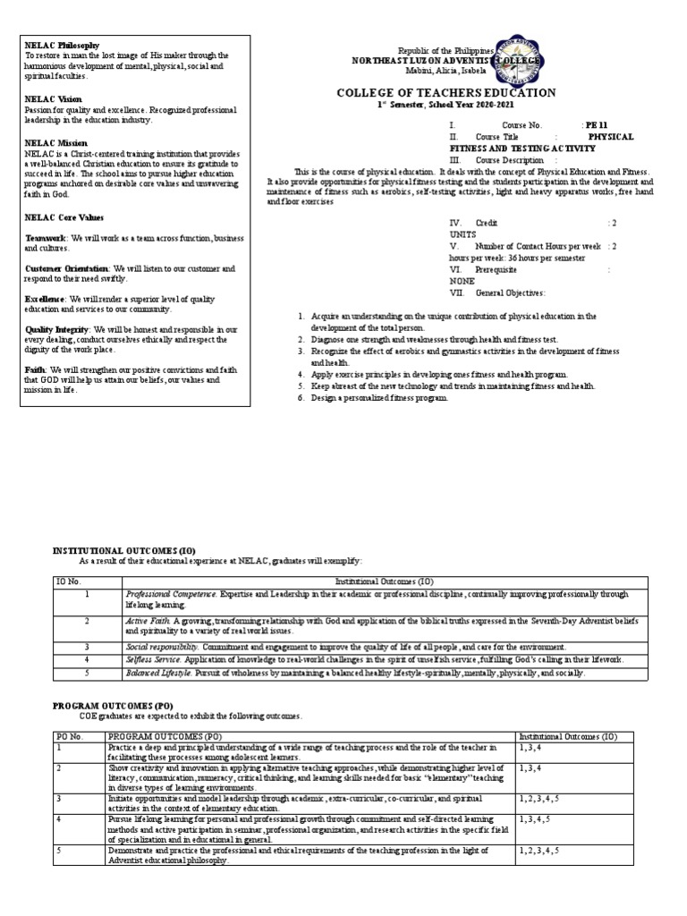 P.E Physical Fitness 1ST Semester | PDF | Physical Fitness | Physical ...