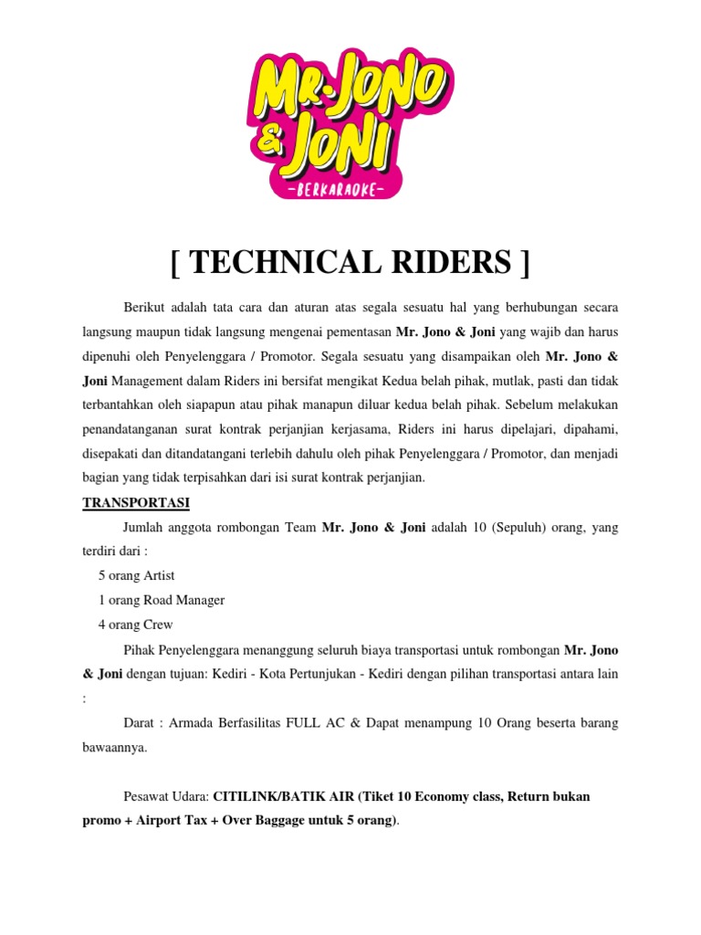 TECHNICAL RIDERS MR - JONO&JONI PDF | PDF