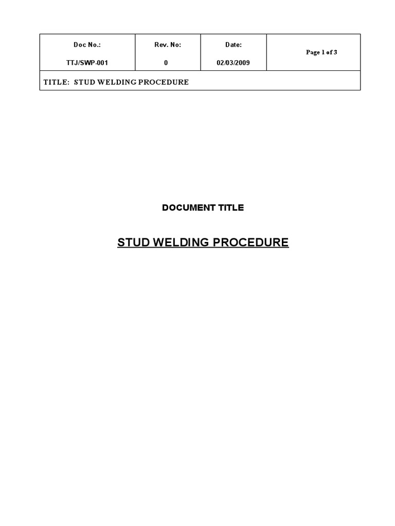 Stud Welding Procedure | PDF | Welding | Construction